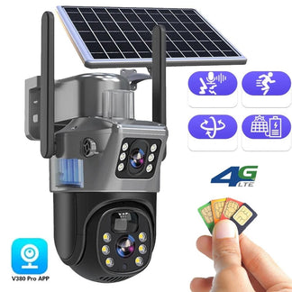 Camera de Supraveghere cu Panou Solar - 2 Lentile Ultra HD, Cartela SIM ...