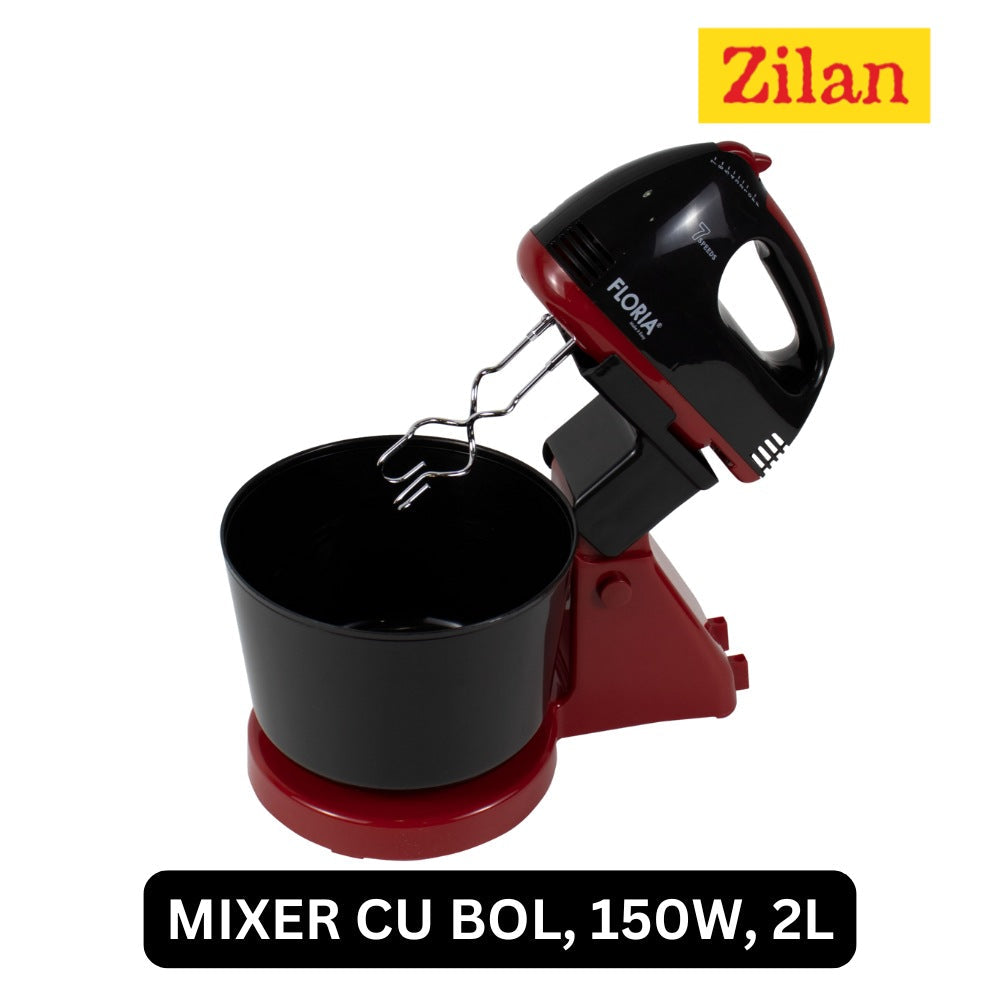 Mixer Cu Bol Floria - 150W, Bol 2L, 7 Viteze, Framantare si Amestecare ...